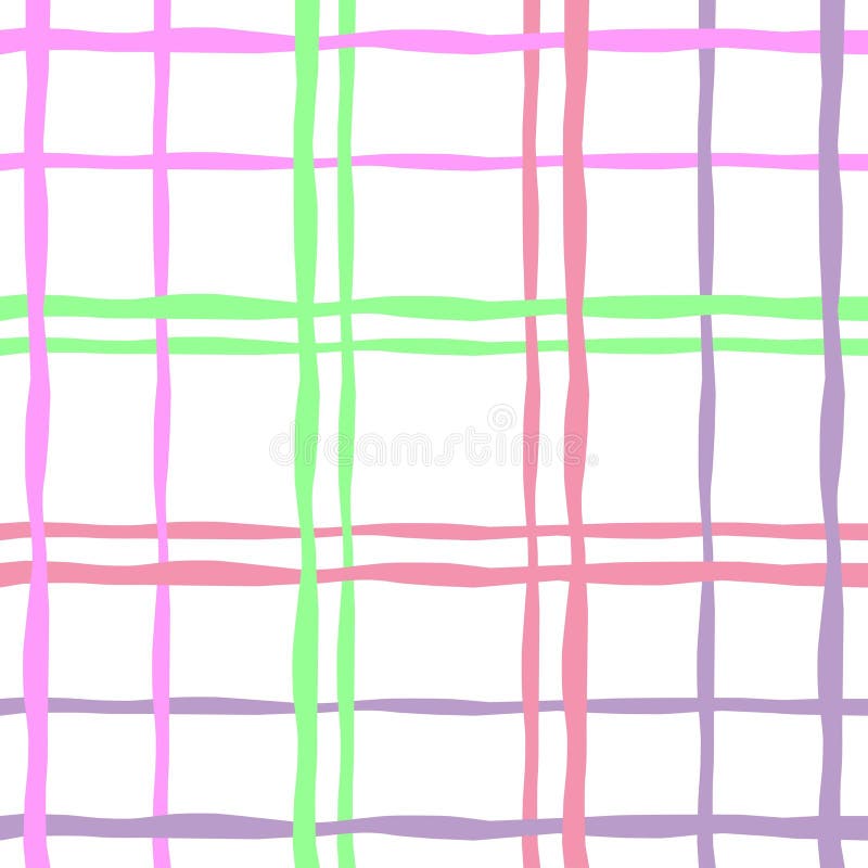 Vector Hand Drawn Cute Checkered Pattern. Doodle Plaid Geometrical ...