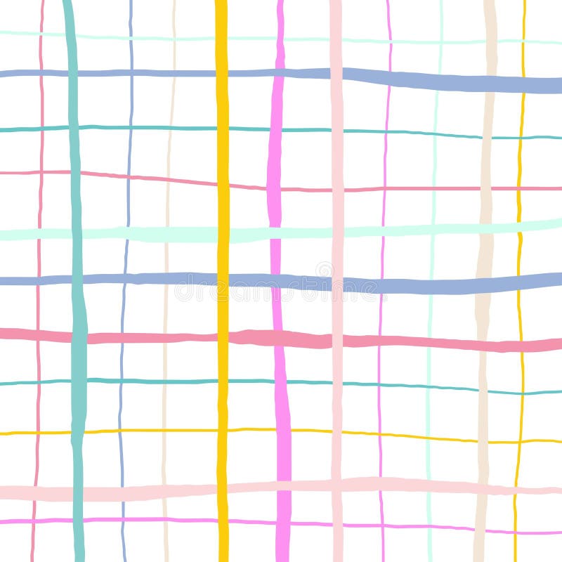 Vector Hand Drawn Cute Checkered Pattern. Doodle Plaid Geometrical ...