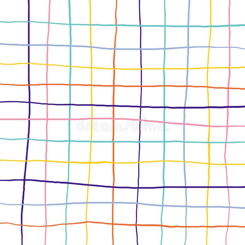 Vector Hand Drawn Cute Checkered Pattern. Doodle Plaid Geometrical ...