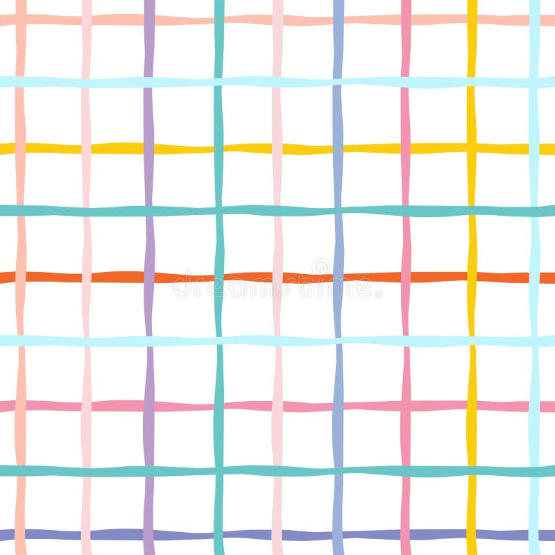 Vector Hand Drawn Cute Checkered Pattern. Doodle Plaid Geometrical ...