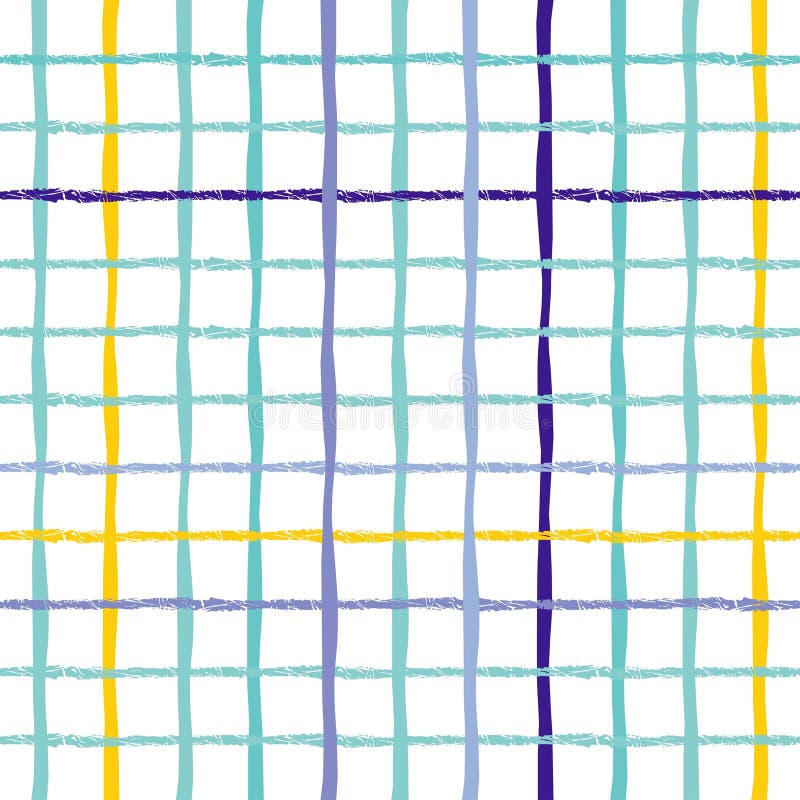 Vector Hand Drawn Cute Checkered Pattern. Doodle Plaid Geometrical ...
