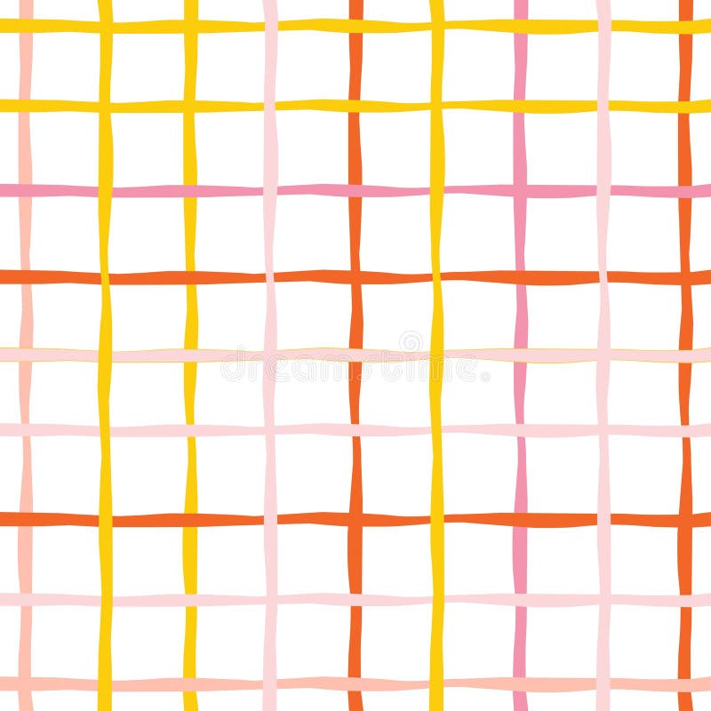 Vector Hand Drawn Cute Checkered Pattern. Doodle Plaid Geometrical ...