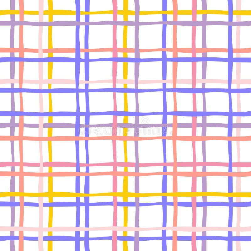 Vector Hand Drawn Cute Checkered Pattern. Doodle Plaid Geometrical ...