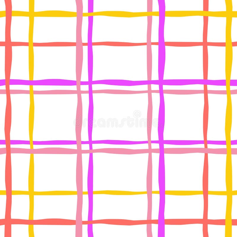 Vector Hand Drawn Cute Checkered Pattern. Doodle Plaid Geometrical ...