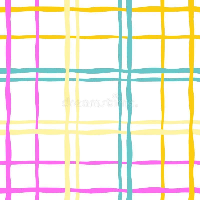Vector Hand Drawn Cute Checkered Pattern. Doodle Plaid Geometrical ...