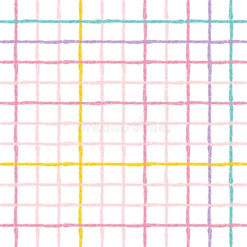 Vector Hand Drawn Cute Checkered Pattern. Doodle Plaid Geometrical ...