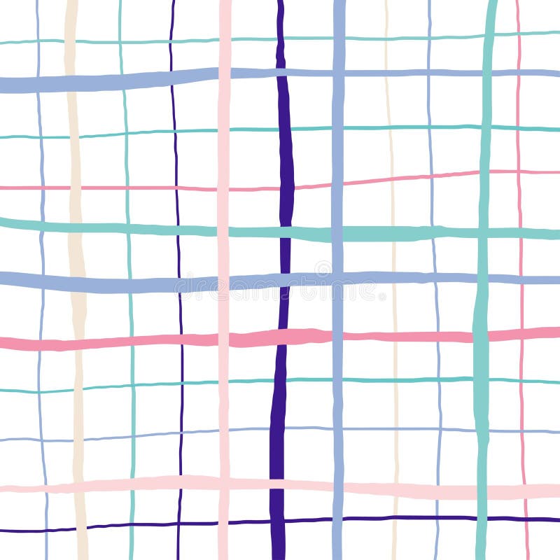 Vector Hand Drawn Cute Checkered Pattern. Doodle Plaid Geometrical ...