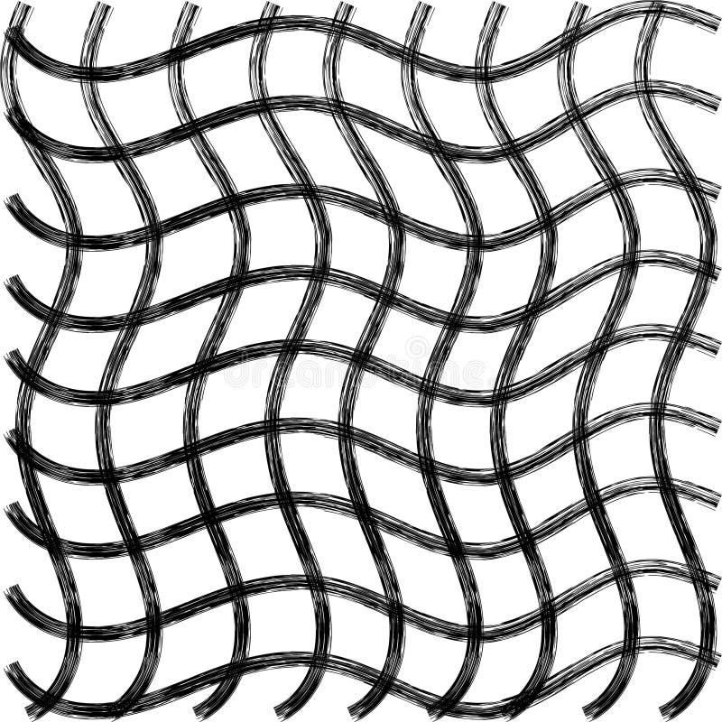 Vector Hand Drawn Cute Wavy Checkered Pattern. Doodle Plaid Brush ...