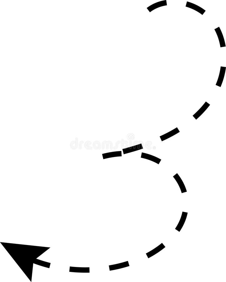 Vector Hand Drawn Dashed Arrow. Curved Dotted Arrow. Zigzag Arrow ...