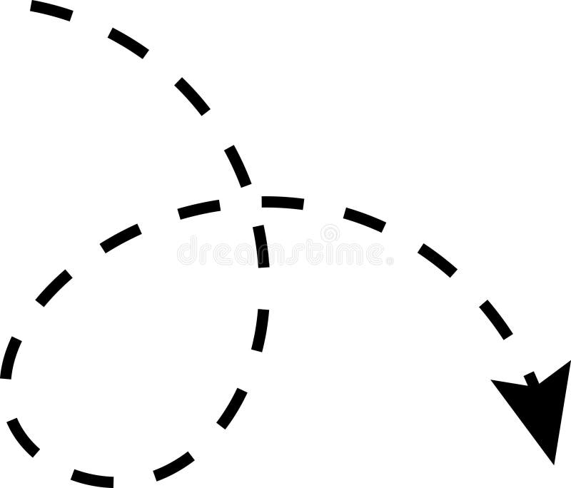 Vector Hand Drawn Dashed Arrow. Curved Dotted Arrow. Zigzag Arrow ...