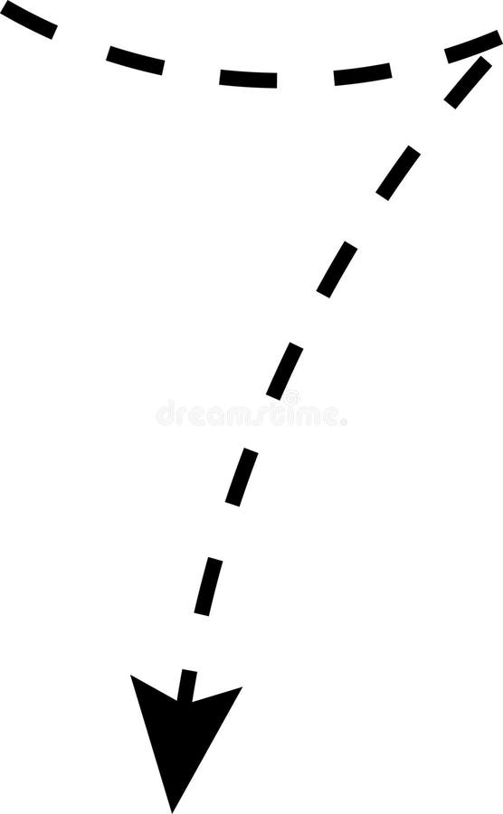 Vector Hand Drawn Dashed Arrow. Curved Dotted Arrow. Zigzag Arrow ...