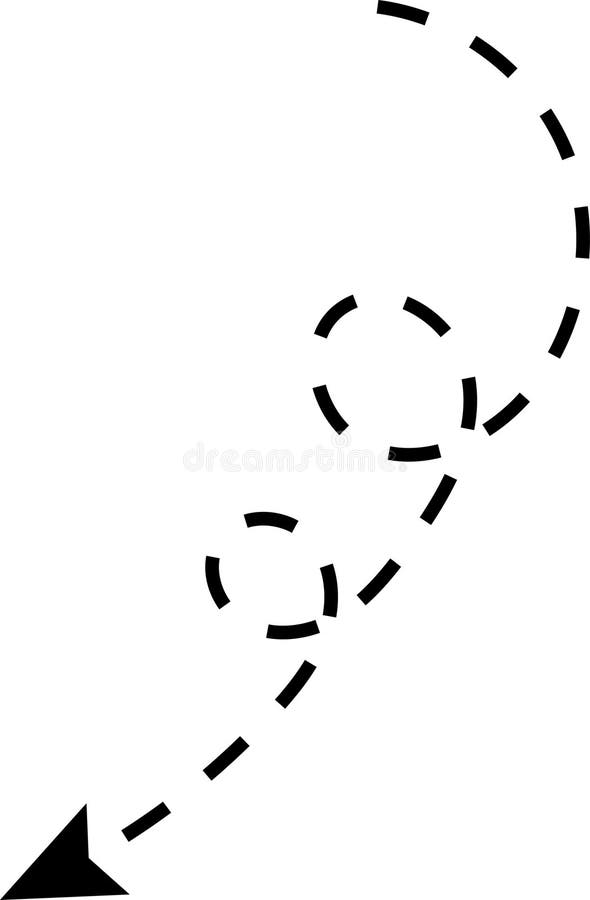 Vector Hand Drawn Dashed Arrow. Curved Dotted Arrow. Zigzag Arrow ...