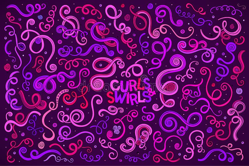 Vector Hand Drawn Doodle Cartoon Set of Curls and Stock Vector ...