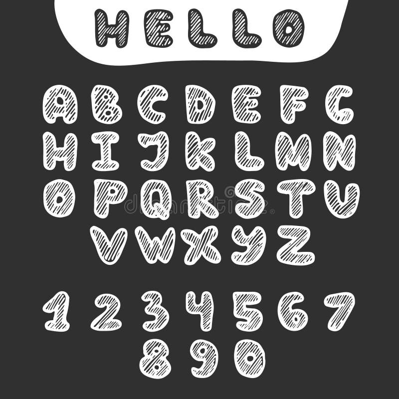 Vector Hand Drawn Doodle Font in Sketch Style Stock Vector ...