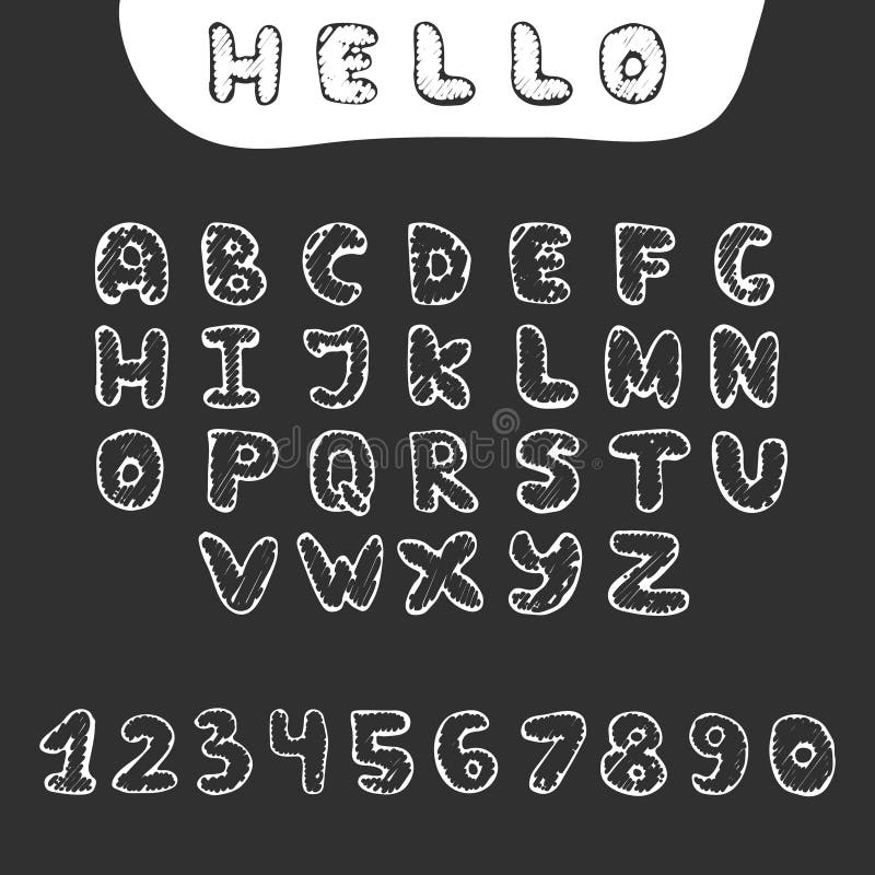 Vector Hand Drawn Doodle Font in Sketch Style Stock Vector ...