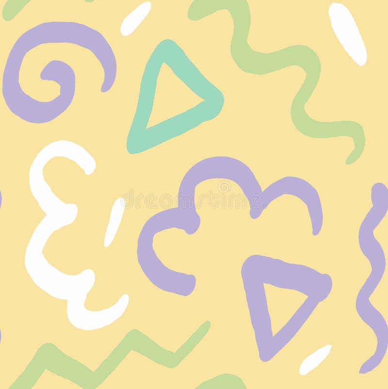 Vector Hand Drawn Doodle Seamless Pattern with Cute Squiggles ...