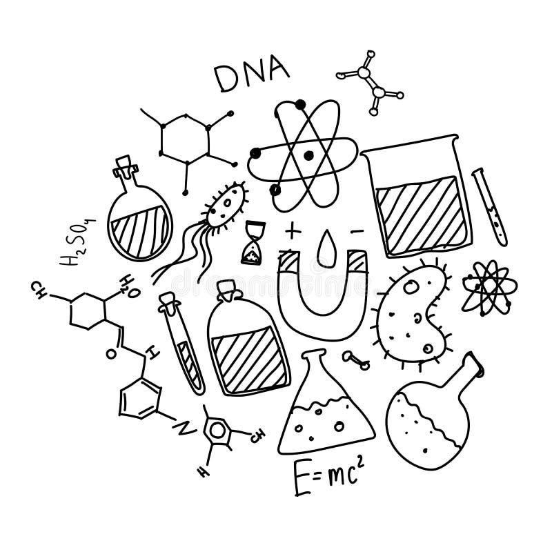 Vector Hand Drawn Doodle Set of Science Theme Stock Vector ...
