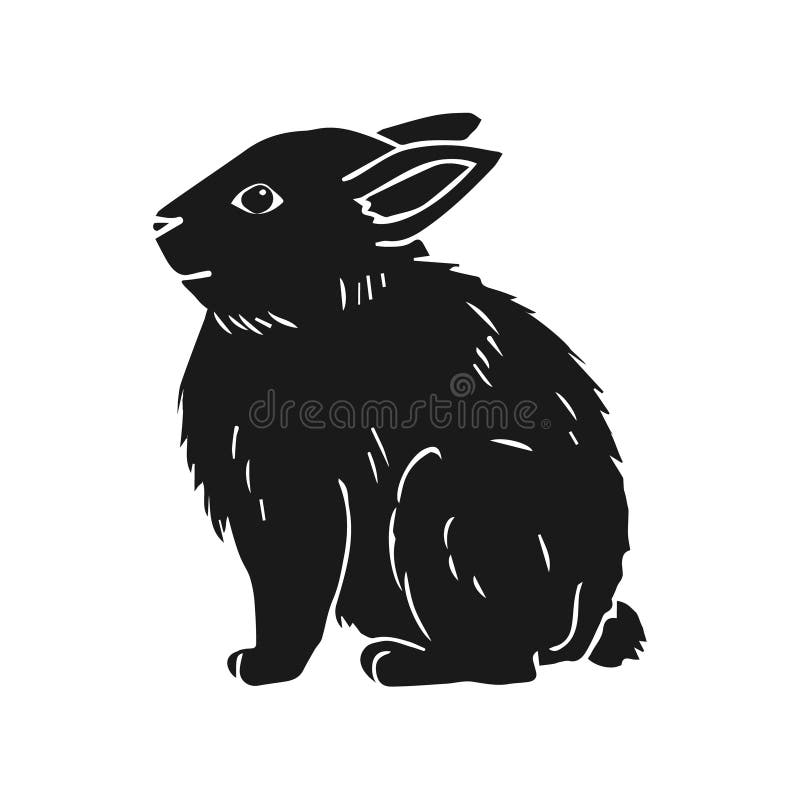 Vector Hand Drawn Doodle Sketch Black Bunny Rabbit Stock Vector ...