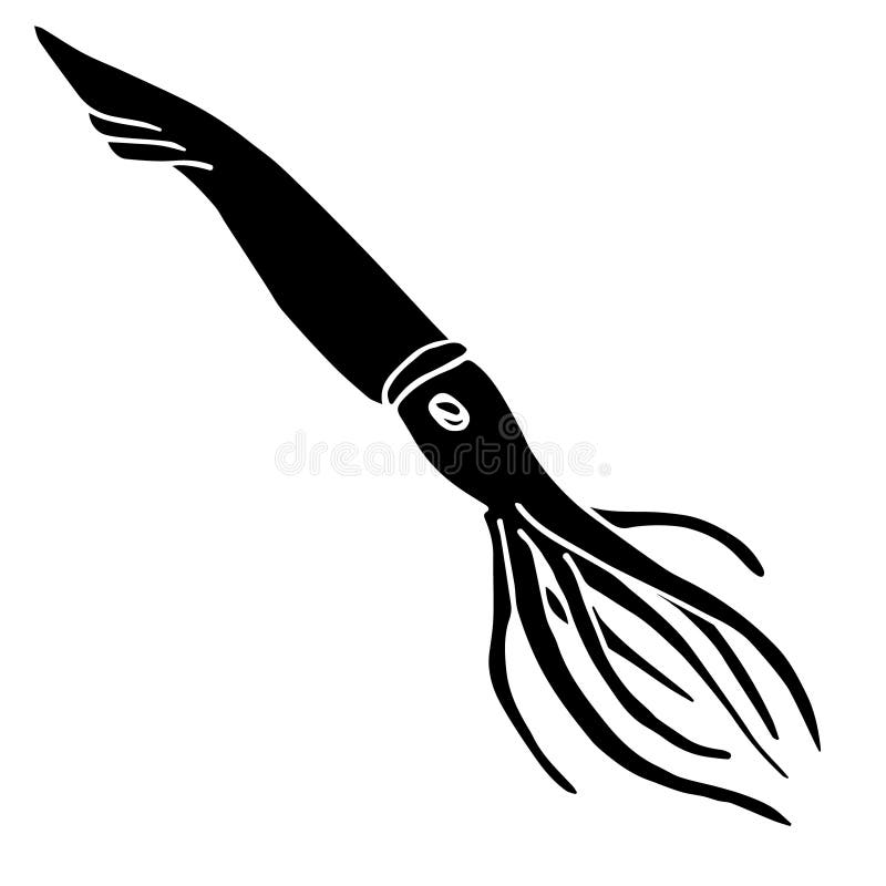Black squid stock vector. Illustration of mollusk, aquatic - 36512121