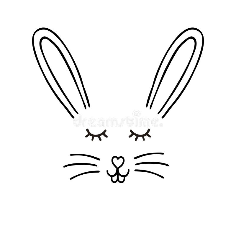 Vector Hand Drawn Doodle Sketch Bunny Face Stock Vector - Illustration ...