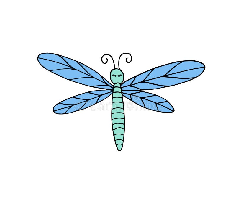 Vector Hand Drawn Doodle Sketch Colored Dragonfly Stock Illustration ...
