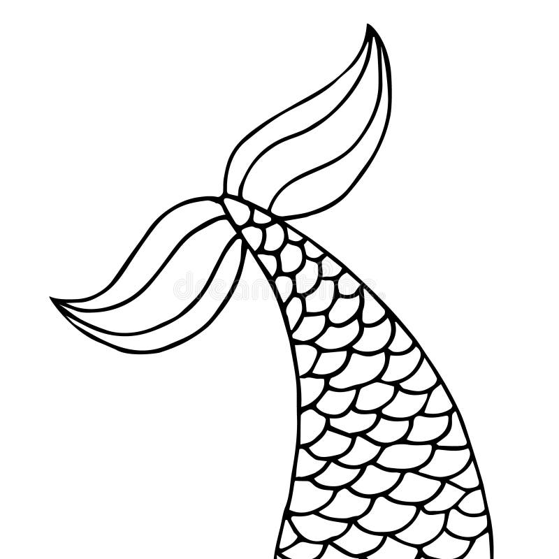 Sketch of a Mermaid Back View Stock Vector - Illustration of hand ...