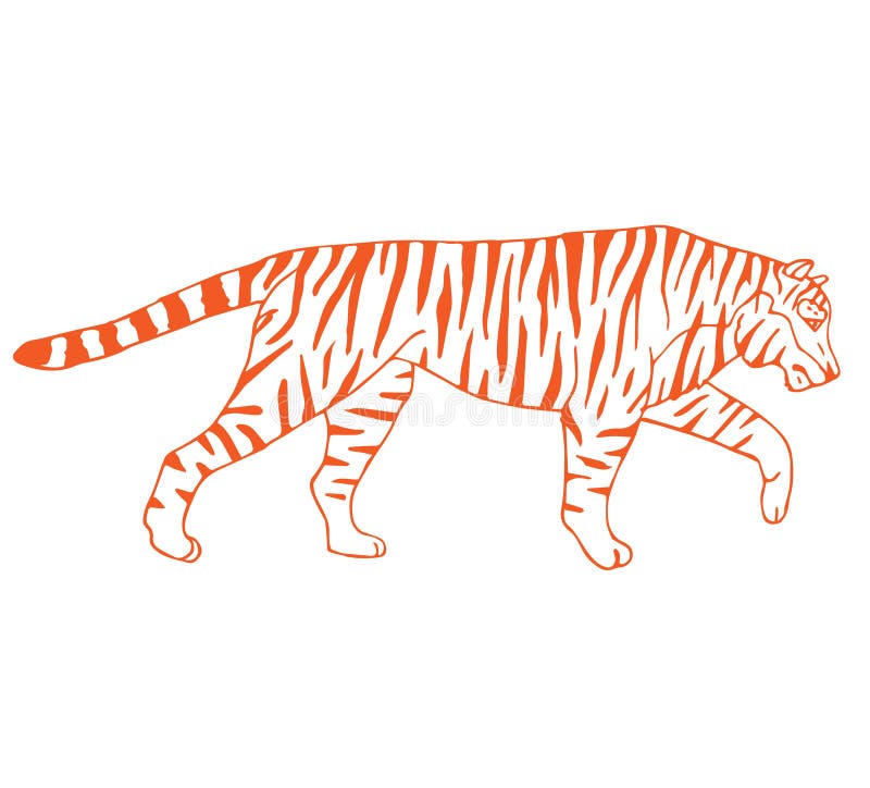 Vector Hand Drawn Doodle Sketch Orange Tiger Stock Vector ...