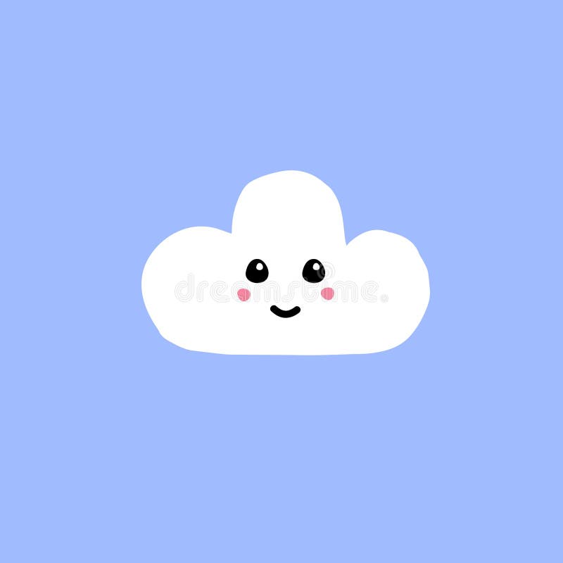 Vector Hand Drawn Doodle White Cloud with Face Stock Illustration ...
