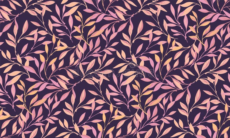 Vector Hand Drawn Elegant Colorful Branches Leaves Intertwined in a ...