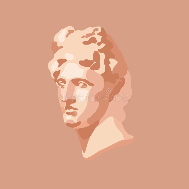 Antique Apollo God with Musical Harp, Flat Cartoon Vector Illustration ...