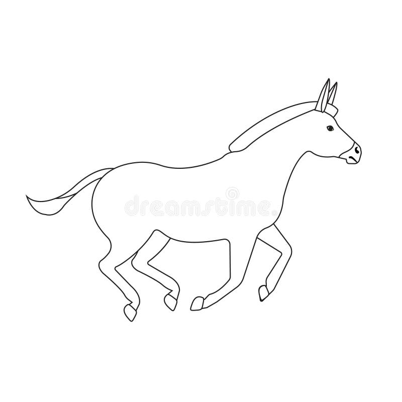 Vector Hand Drawn Flat Outline Running Donkey Stock Vector ...