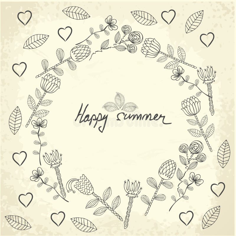 Vector Hand Drawn Floral Template Card Stock Vector - Illustration of ...