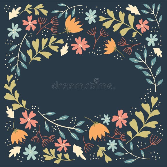 Folk flowers frame stock vector. Illustration of fashion - 125877190
