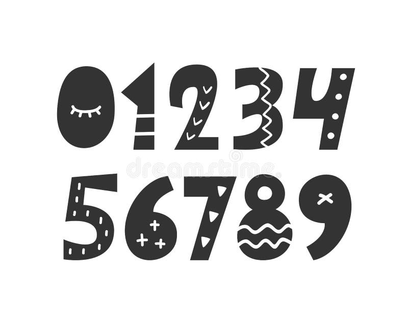 Vector Hand Drawn Folk Scandinavian Numbers Set Stock Vector ...