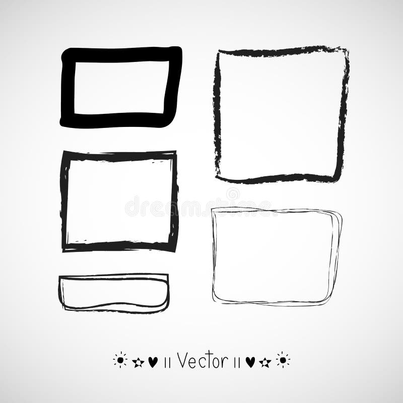 Vector Set Hand Drawn Rectangle, Felt-tip Pen Objects. Text Box and ...
