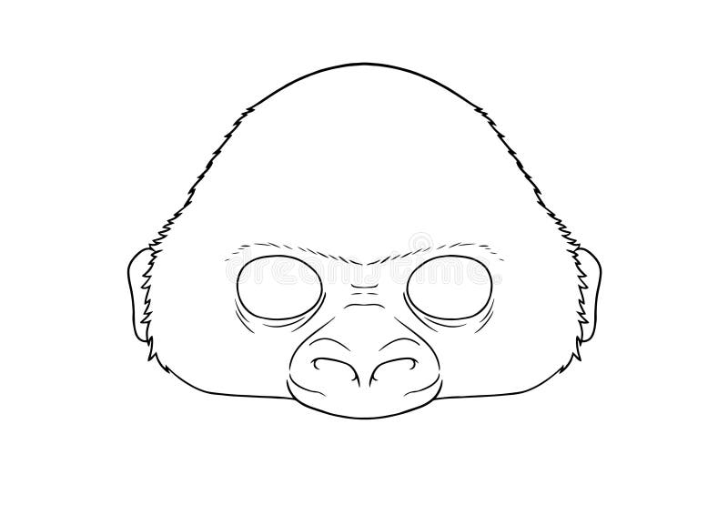 Vector Hand Drawn Gorilla Mask Outline Illustration for Coloring Stock ...