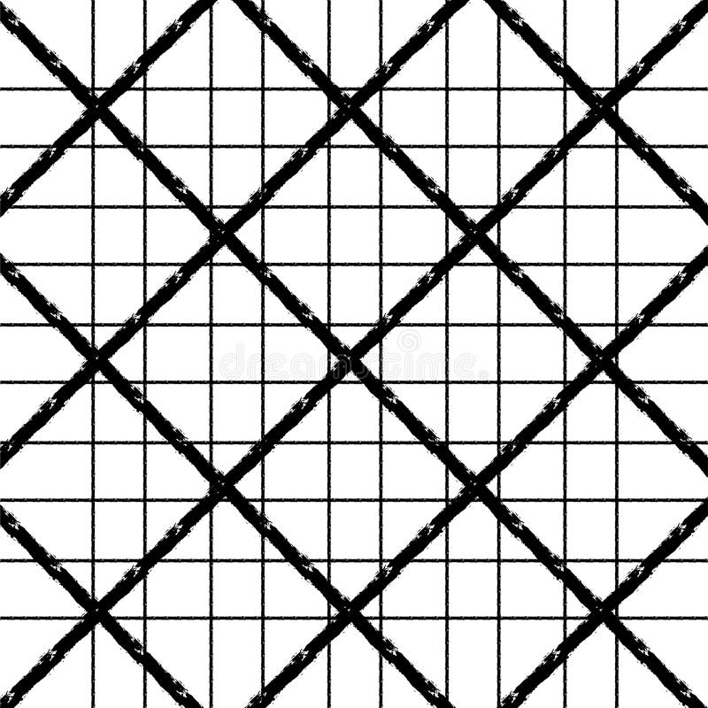 Vector Hand Drawn Grunge Checkered Pattern. Doodle Plaid Geometrical ...