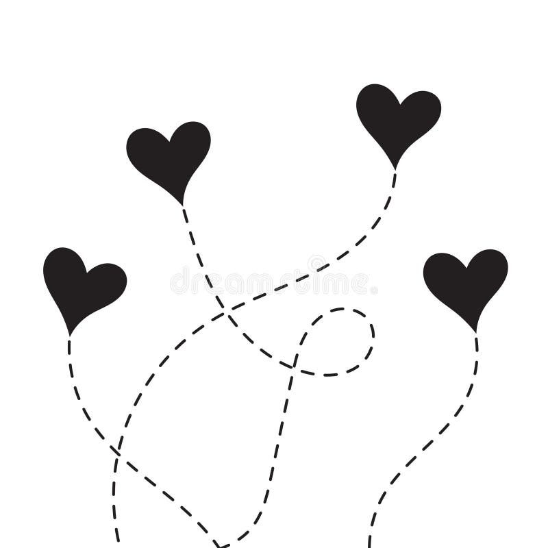 Vector Hand Drawn Heart with Dotted Line Background Stock Vector ...