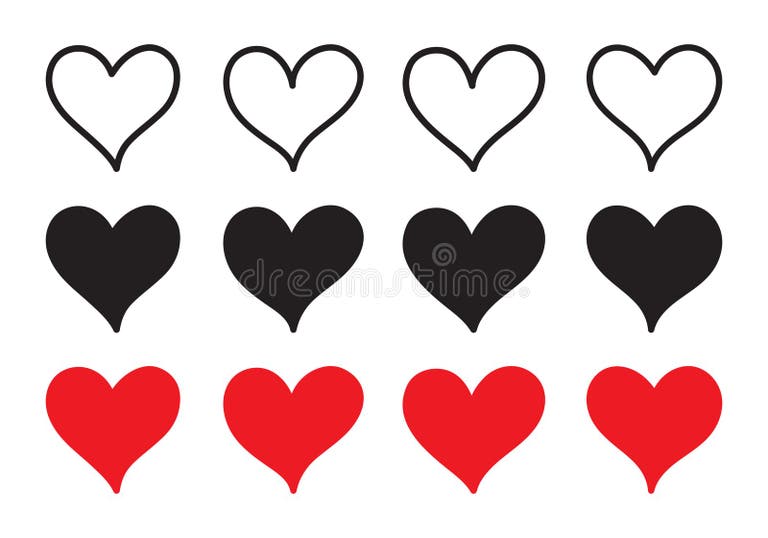 Vector Hand Drawn Heart with Multiple Style Icon Set Stock Vector ...