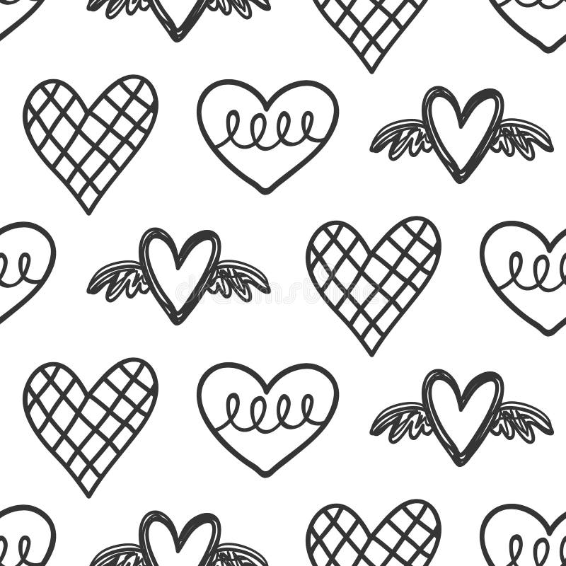 Vector Hand Drawn Hearts Seamless Pattern Stock Vector - Illustration ... Vector Hand Drawn Hearts Seamless Pattern Stock Vector - Illustration ...