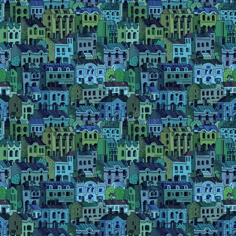 Vector Hand Drawn Houses Seamless Pattern. Stock Vector - Illustration ... Vector Hand Drawn Houses Seamless Pattern. Stock Vector - Illustration ...