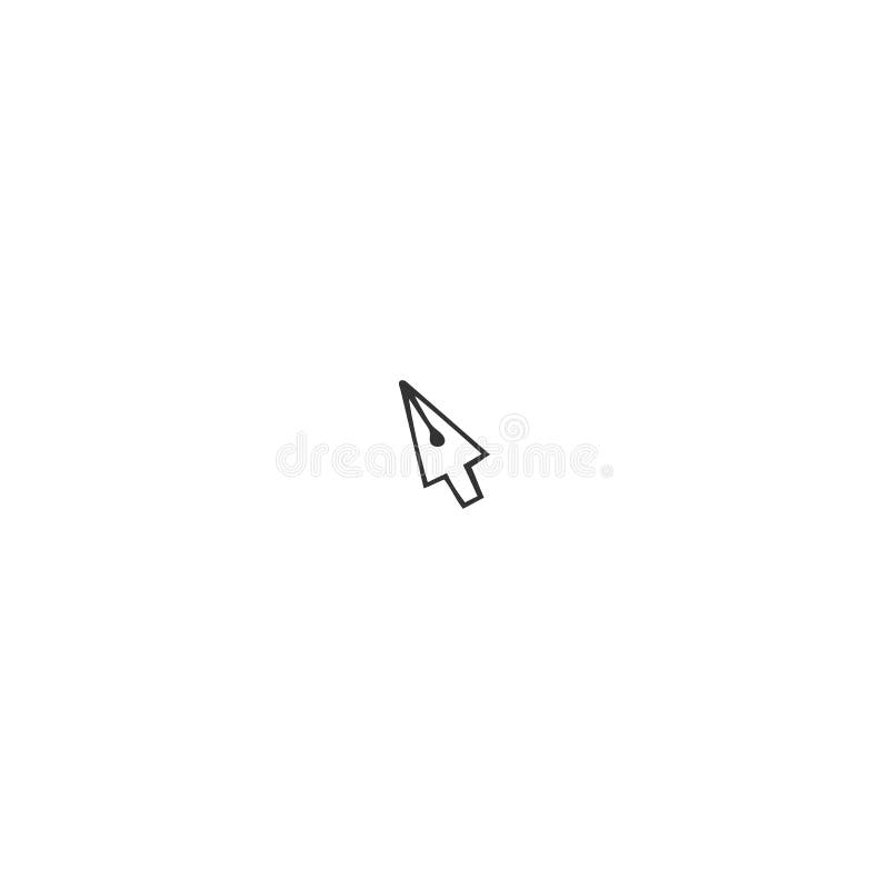 Vector Hand Drawn Icon, a Pen Tip in the Shape of a Cursor Mouse ...