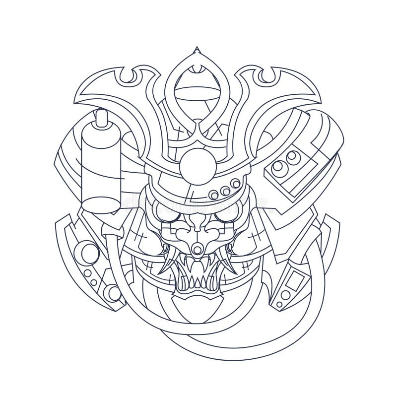 Illustration of Mecha Head with Modern Line Background, Can Use for T ...