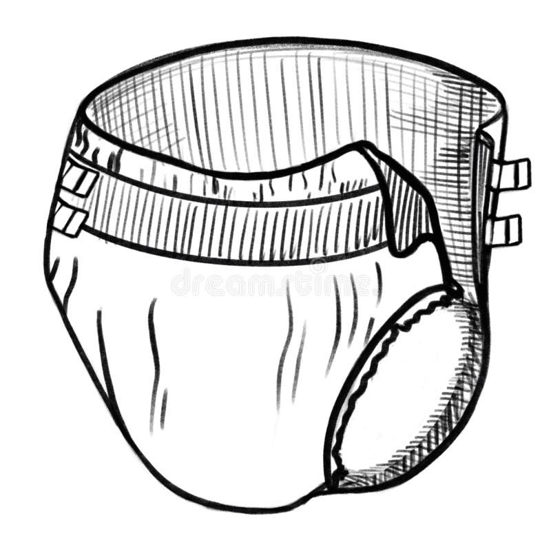 Vector Hand Drawn Illustration of a Baby Diaper, Doodle Style Stock ...