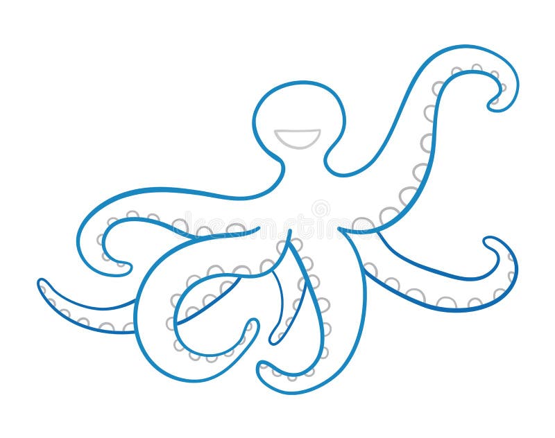 Vector Hand-drawn Illustration of Blue Octopus Stock Vector ...