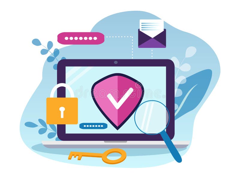 Vector Hand Drawn Illustration, Computer Data Protection Concept for Web Page, Coding Stock ...