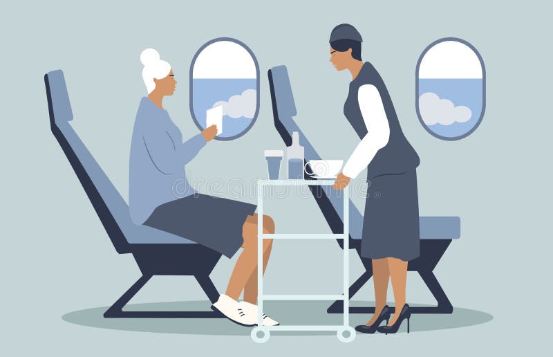 Vector Hand Drawn Illustration in Flat Style on the Theme of Flights ...