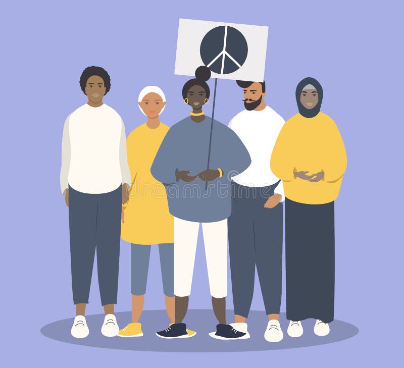 Vector Hand Drawn Illustration in Flat Style on the Theme of Peaceful ...