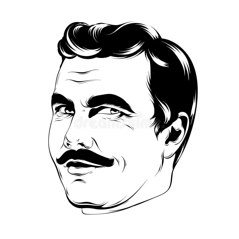 Vector Hand Drawn Illustration of Man with Moustache Isolated Stock ... Vector Hand Drawn Illustration of Man with Moustache Isolated Stock ...