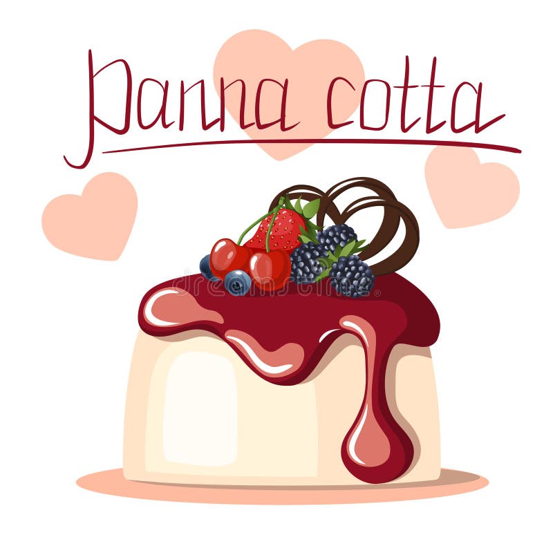 Vector Hand Drawn Illustration of Panna Cotta Stock Vector ...